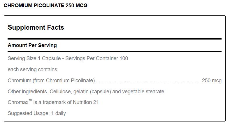 CHROMIUM PICOLINATE – EVEK-WELLNESS