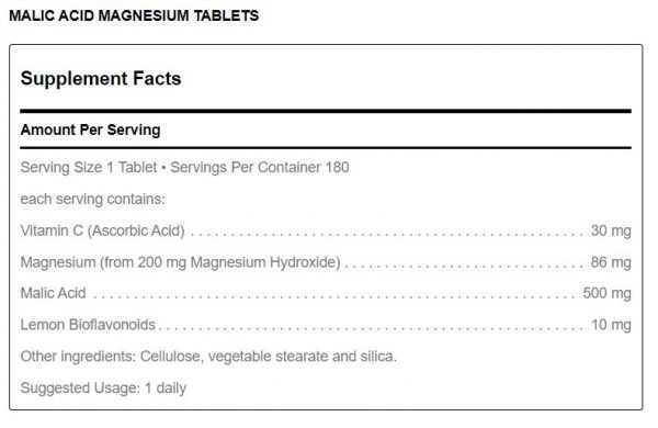 MALIC ACID + MAGNESIUM (180 COUNT) – EVEK-WELLNESS