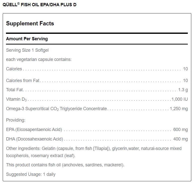 QÜELL® FISH OIL – EPA/DHA PLUS D – EVEK-WELLNESS